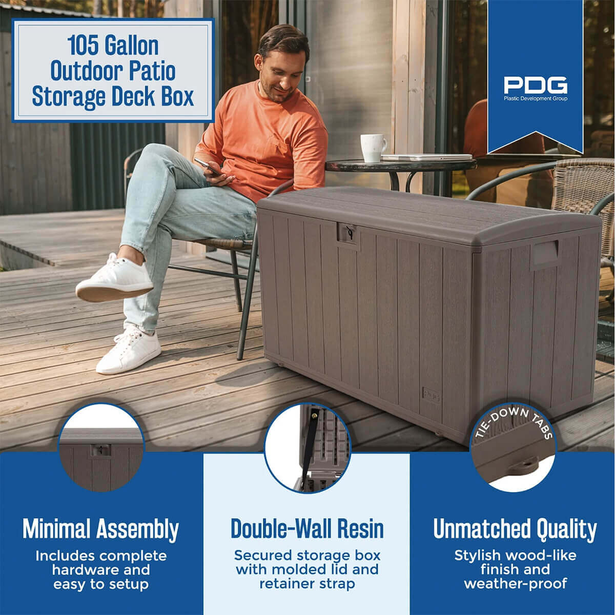 PDG 105 Gallon Outdoor Deck Box | Crown Spas & Pools
